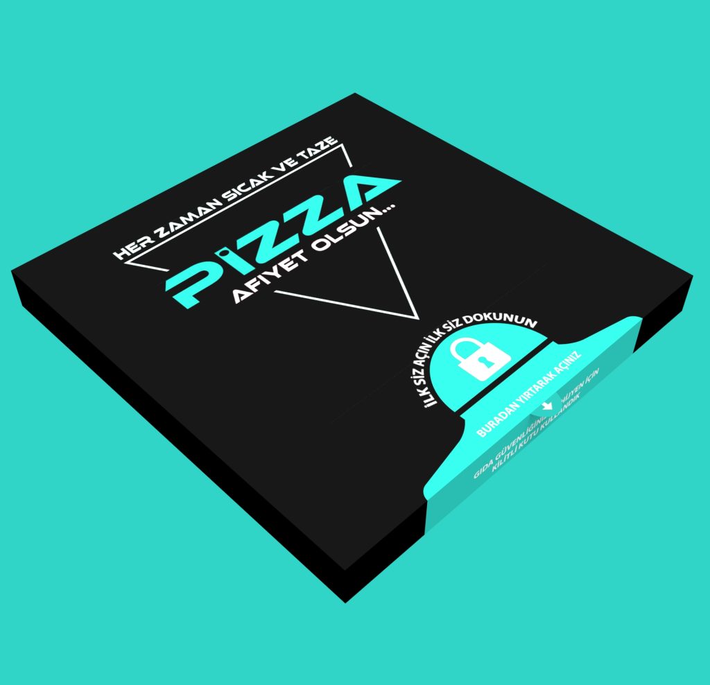 Eko Kilitli Baskılı Pizza Kutusu 100 Adet 30cm X 30cm X 4,2cm - Kilitli Pizza Kutusu